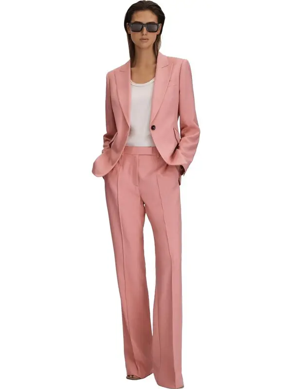 REISS Millie Flared Suit Trousers - Pink