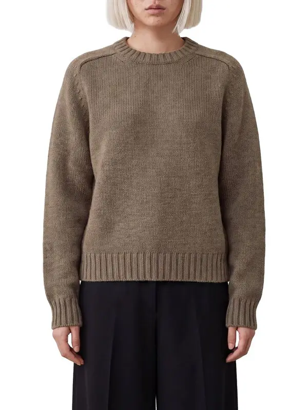 Khaite Long-sleeved Pure Cotton Crew Neck Jumper - Mud