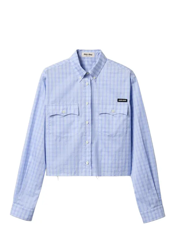 Miu Miu Checked Shirt - Light Blue/blue