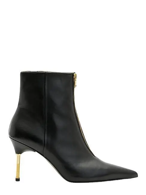ALLSAINTS Natasha Zip-up Heeled Leather Ankle Boots - Black/warm Bra