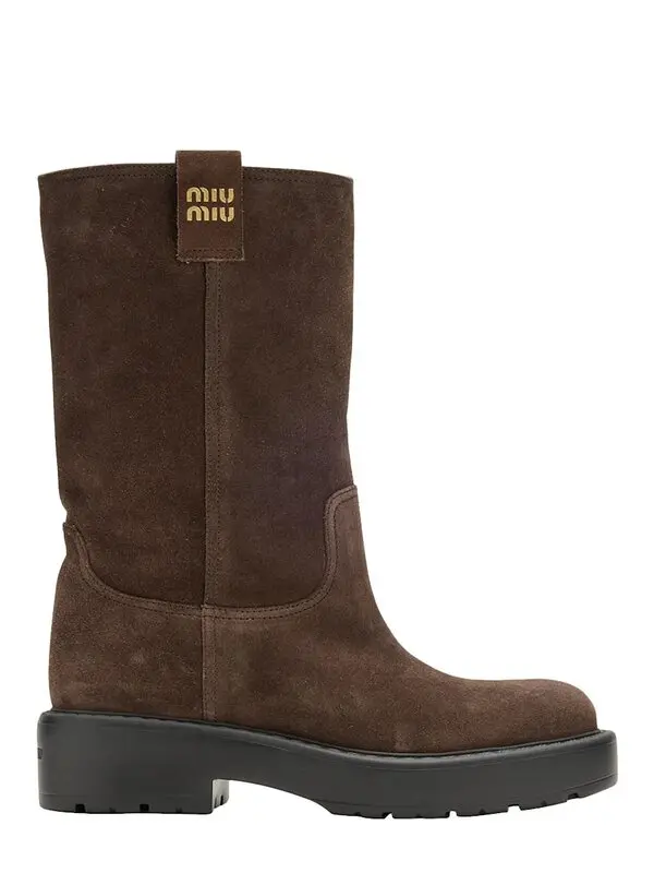 Miu Miu Suede Moto Boots - Moro