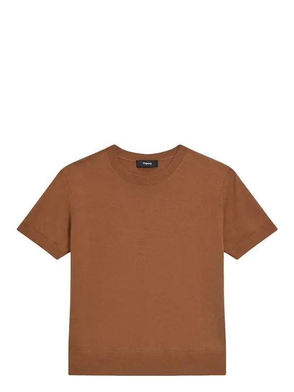 Theory Regal Merino Wool T-shirt - Caramel -