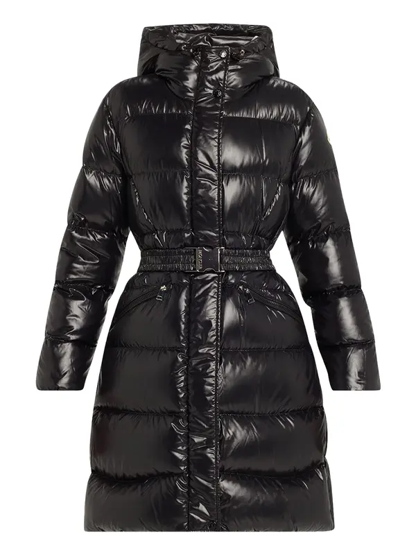 Moncler Bellevue Long Puffer Coat With Belt - Black