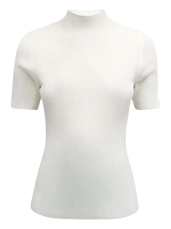 Theory Leenda Regal Merino Wool Mock-neck Top - Ivory