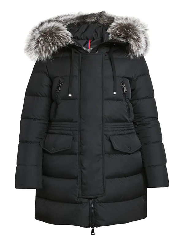 Moncler Aphroti Mid-length Puffer Jacket With Shearling Hood Trim - Black