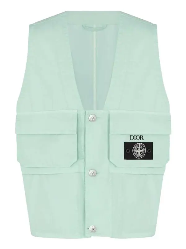 Dior X Stone Island Cotton-blend Satin Vest - Light Green