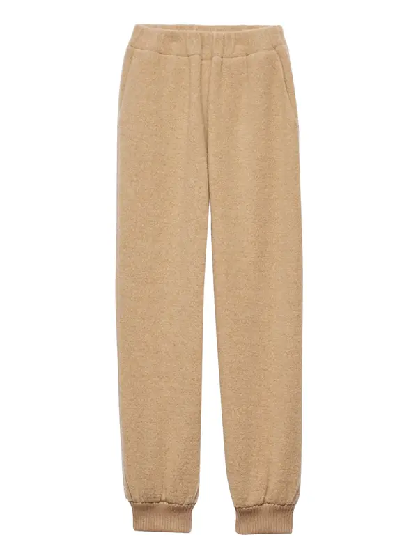 Prada Logo-patch Fleece Track Pants - Neutrals