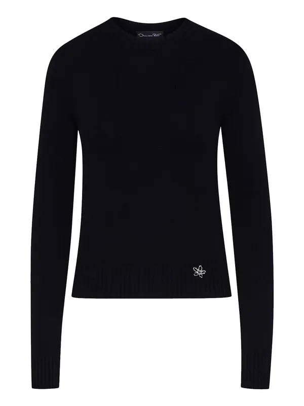 Oscar De La Renta O Flower Cashmere Jumper - Black