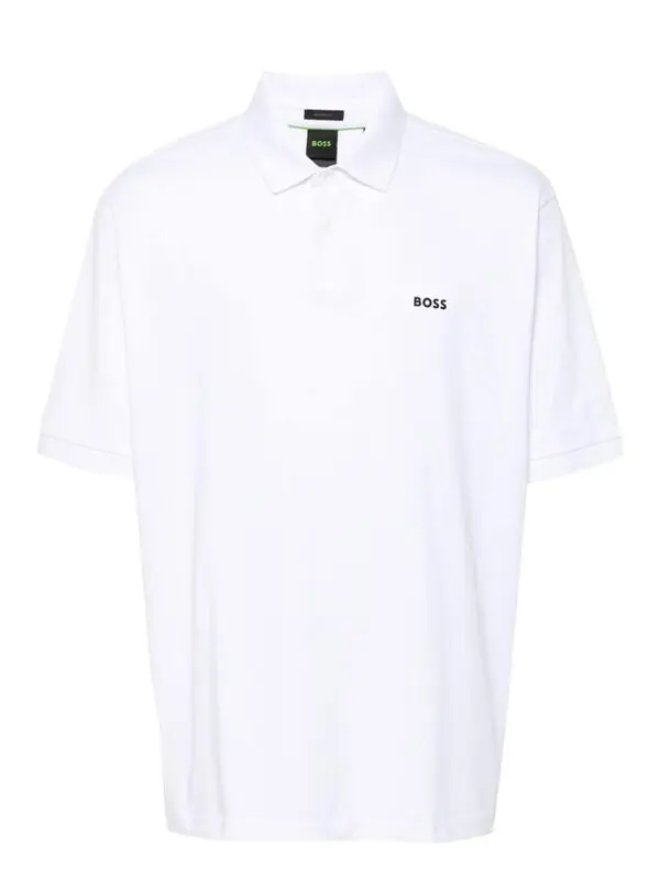 BOSS Rubberised-logo Polo Shirt - White