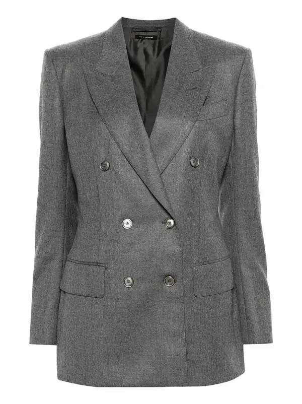 TOM FORD Mélange Double-breasted Blazer - Grey