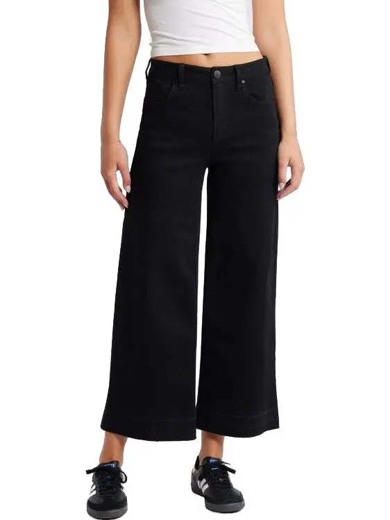 1822 Denim Release Hem High-waist Wide-leg Jeans - Black