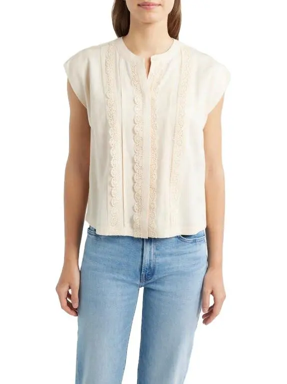 Wit & Wisdom Embellished Button-up Shirt - Ecru