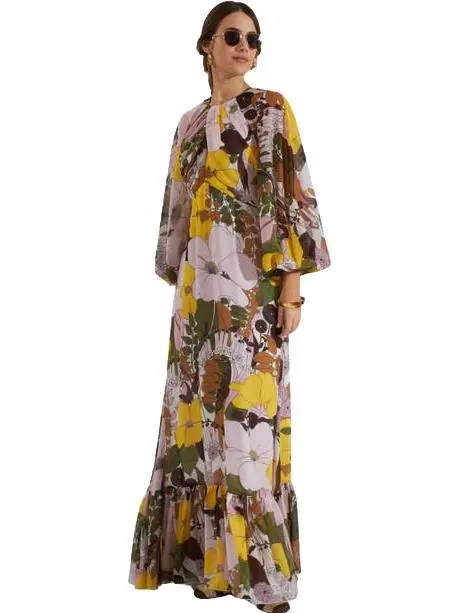 La DoubleJ Eve Maxi Dress - Big Flower Rose Pink