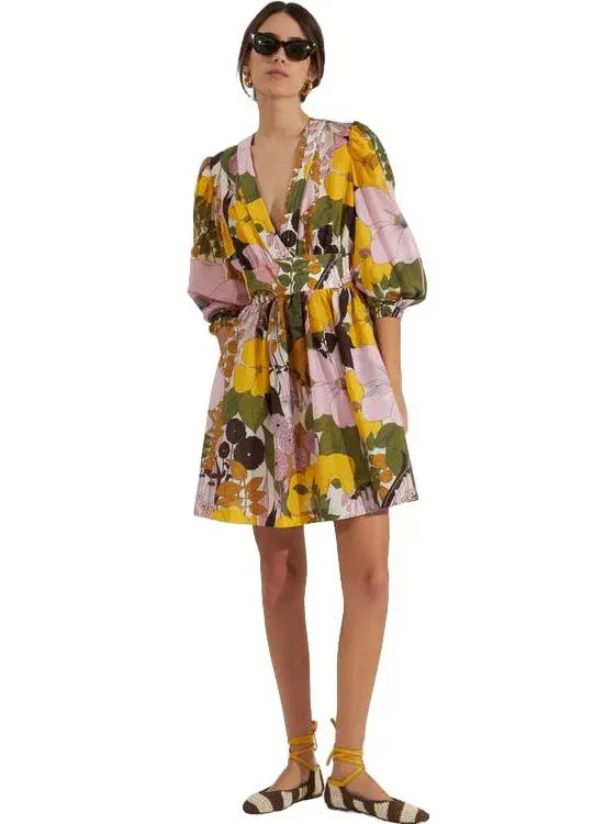 La DoubleJ Margherita Mini Dress - Big Flower Rose Pink