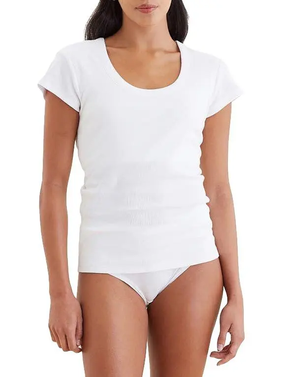 PAPINELLE Milla Ribbed Shelf Bra T-shirt - White