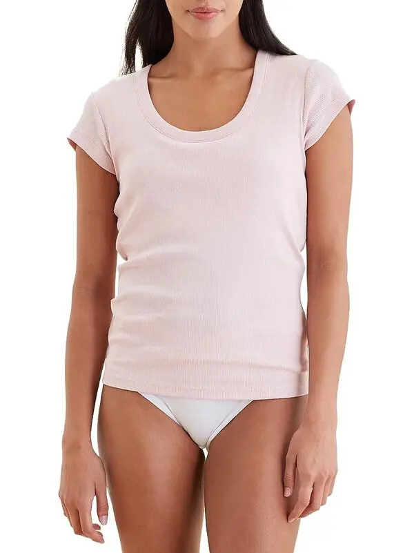 PAPINELLE Milla Ribbed Shelf Bra T-shirt - Papinelle Pink