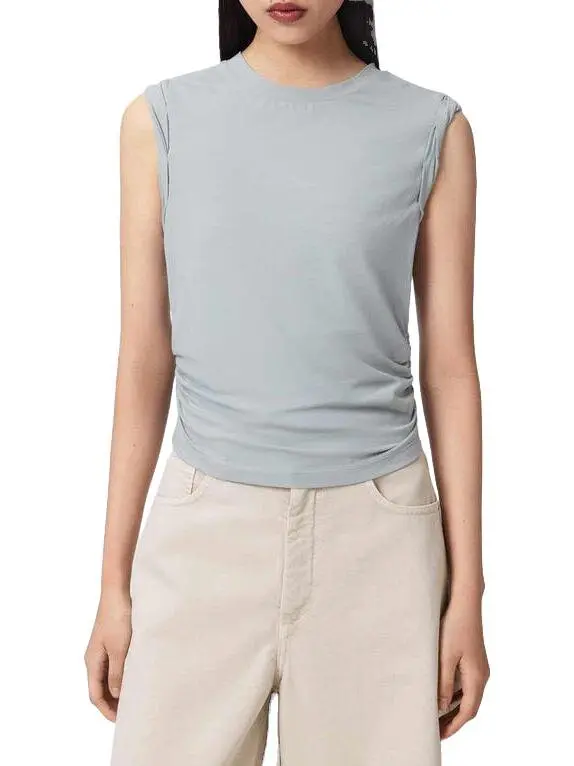 ALLSAINTS West Side Ruched Tank Top - High Rise Blue