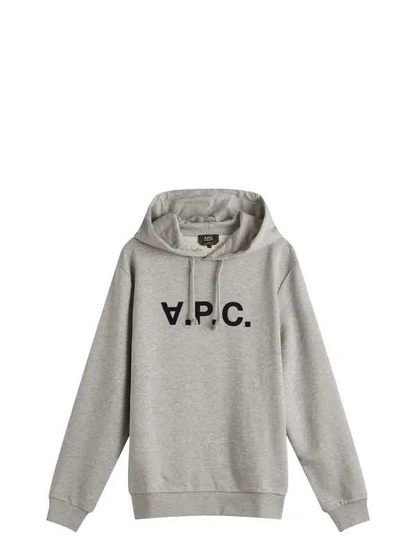 A.p.c. Vpc Logo Hoodie - Heather Grey/dark Navy