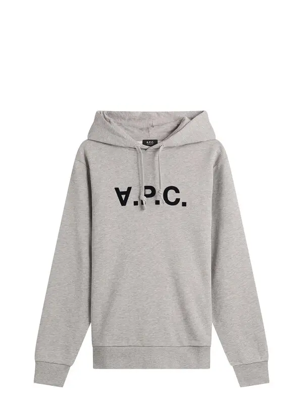 A.p.c. Vpc Logo Hoodie - Heather Grey/dark Navy