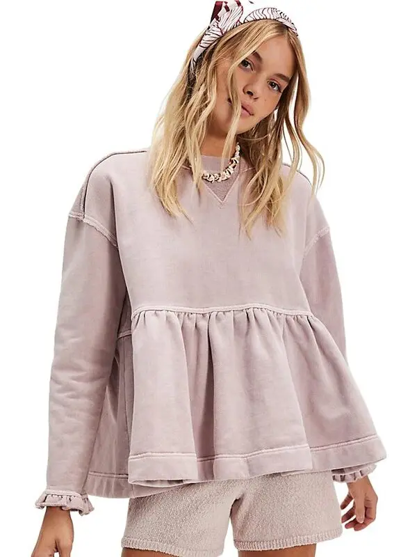Free People Bb Doll Sweatshirt - Pink Chalk