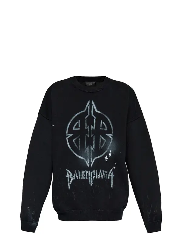 Balenciaga Logo-print Crewneck Sweatshirt - Black