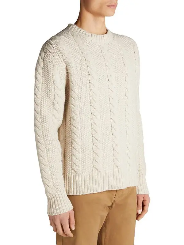 Moncler Wool & Cashmere Cable Knit Sweater - Creme