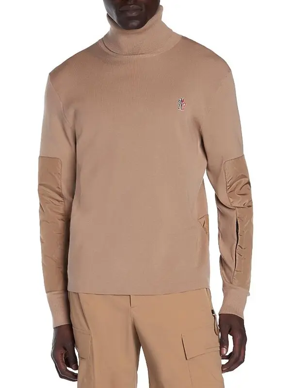 Moncler Wool Blend Turtleneck Sweater - Camel