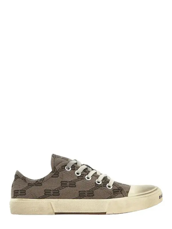 Balenciaga Paris Low Top Bb Monogram Sneakers - Dark Beige/brown
