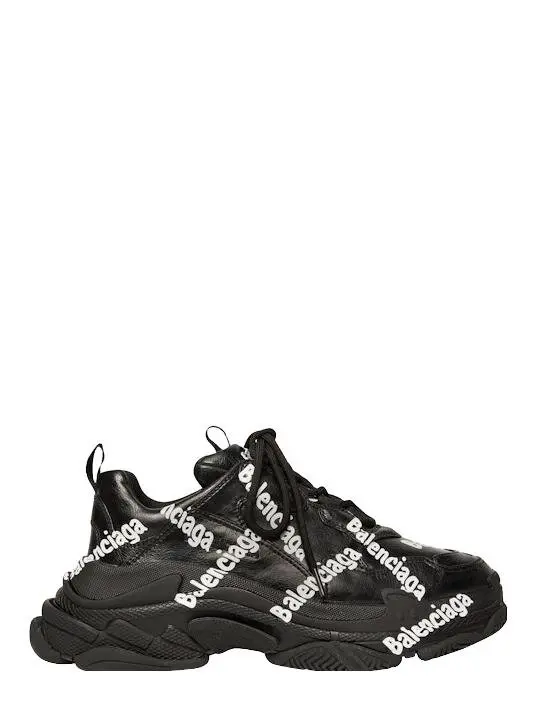 Balenciaga Triple S All Over Logo Sneakers - Black/white