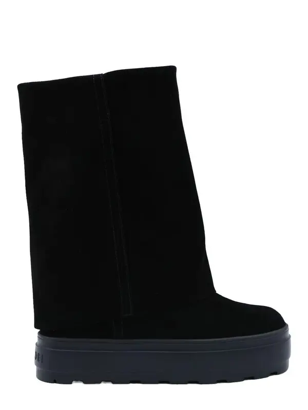 Casadei Suede Knee-high Wedge Boots - Black