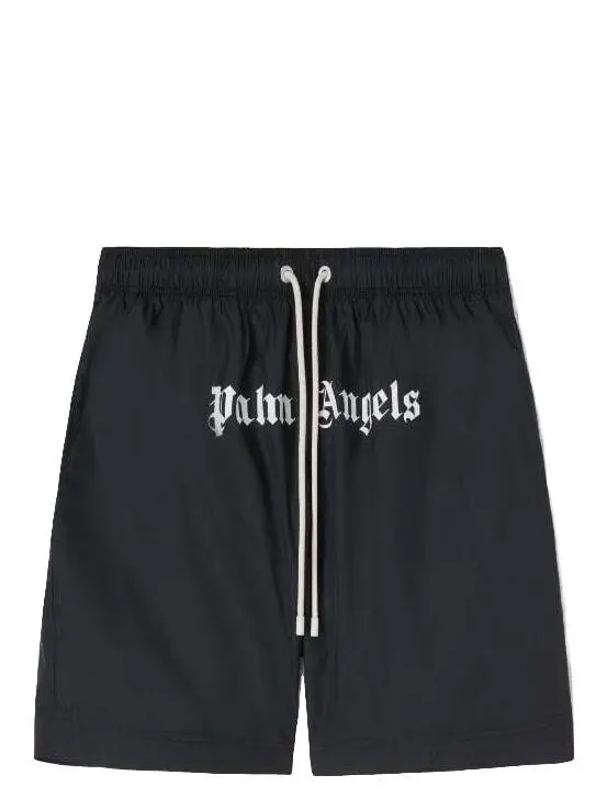 Palm Angels Logo Swim Shorts - Black/white