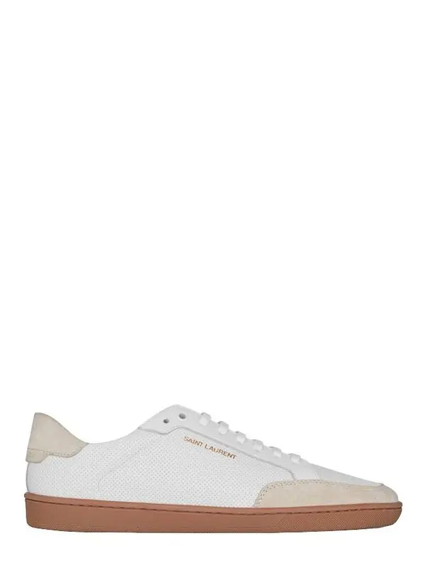 Saint Laurent Sl10 Court Leather Sneakers - White/grey