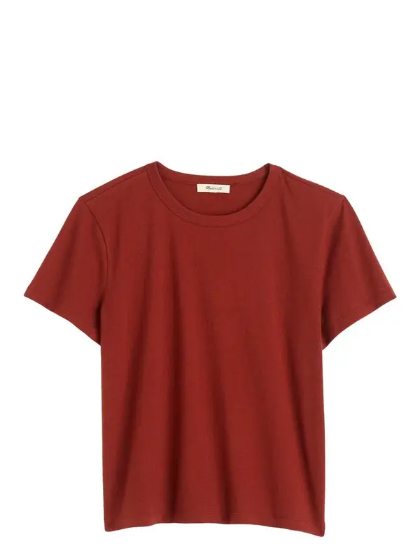 Madewell The Perfect Crewneck Tee In Allday Jersey - Deep Redwood