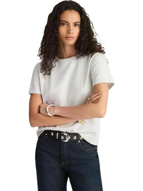 Madewell The Perfect Crewneck Tee In Allday Jersey - Hthr Slate