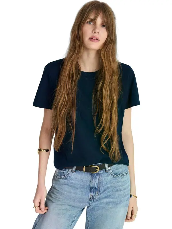 Madewell The Perfect Crewneck Tee In Allday Jersey - Midnight Navy