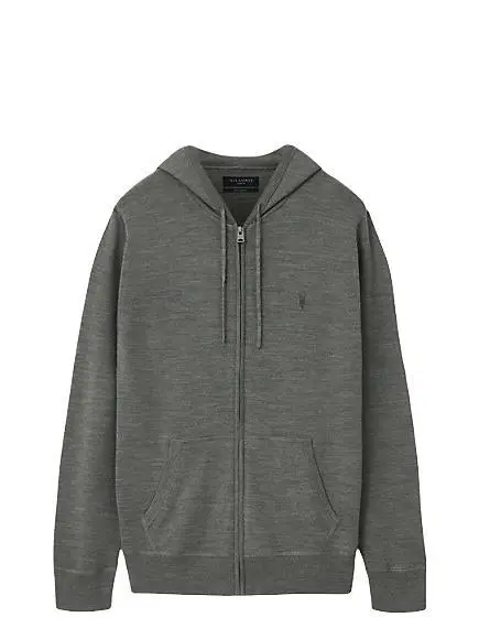 ALLSAINTS Mode Zipped Merino-wool Hoody - Maple Green
