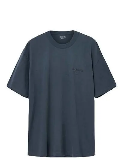 ALLSAINTS Underground Logo-print Relaxed-fit Cotton T-shirt - Moonstone Blue