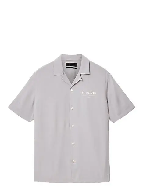 ALLSAINTS Underground Logo-print Relaxed-fit Woven Shirt - Clouded Grey