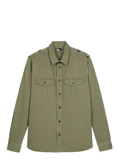 The Kooples Patch-pocket Regular-fit Cotton Shirt - Olive Night
