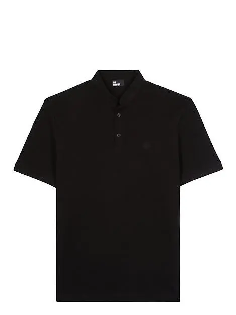The Kooples Logo-embroidered Short-sleeve Cotton-pique Polo Shirt - Black