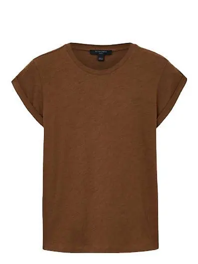 ALLSAINTS Anna Relaxed-fit Short-sleeve Cotton T-shirt - Cognac Brown