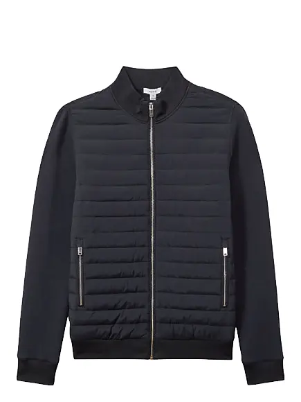 REISS Freddie Hybrid Quilted Jacket - Navy