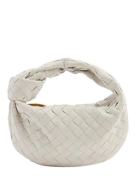 Bottega Veneta Mini Jodie Intrecciato Leather Top-handle Bag - Chalk