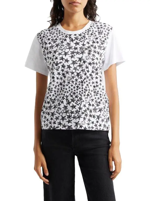 Emporio Armani Star Print Cotton T-shirt - Solid White