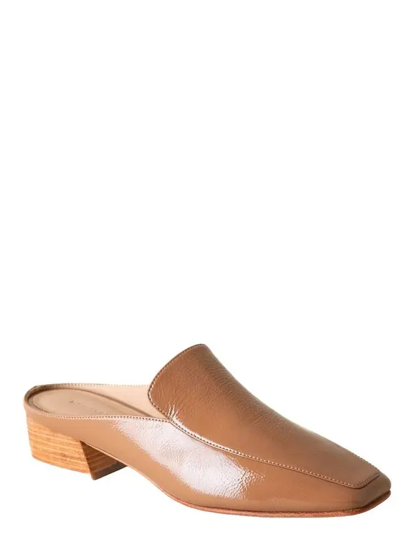 HUMA BLANCO Felix Leather Loafer Mule - Latte Crinkle Patent