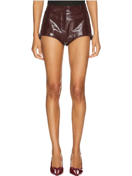 LAMARQUE Annaise Leather Hot Shorts - Patent Burgundy