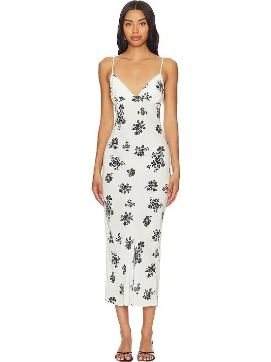 House Of Harlow 1960 X Jinx Midi Dress - Cream & Black