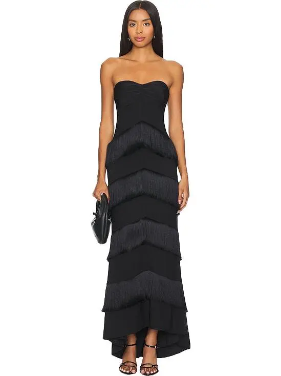 House Of Harlow 1960 Hera Fringe Maxi Dress - Black
