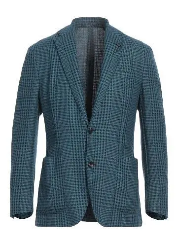 LARDINI Single-breasted Houndstooth Flannel Blazer - Green