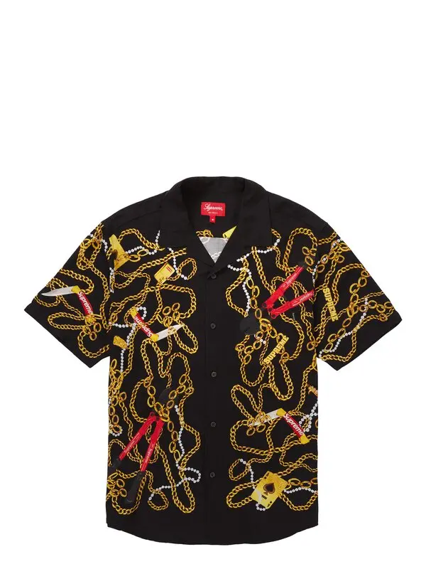 Supreme Chains Rayon Short Sleeve Shirt - Black